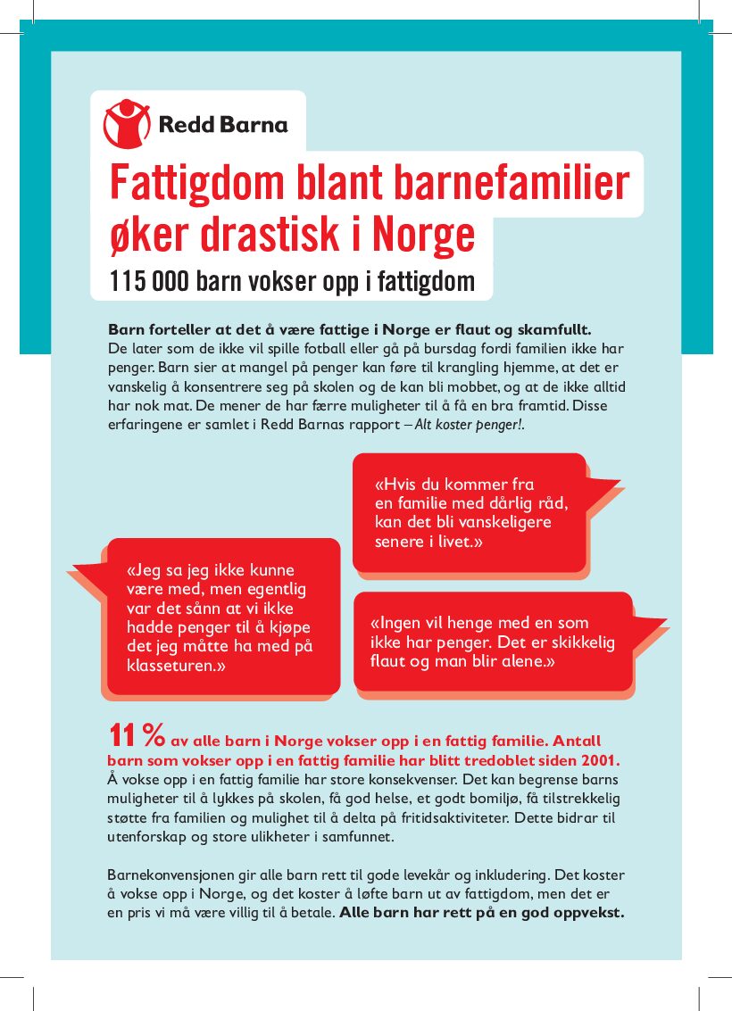 Barn i fattige familier - Redd Barna